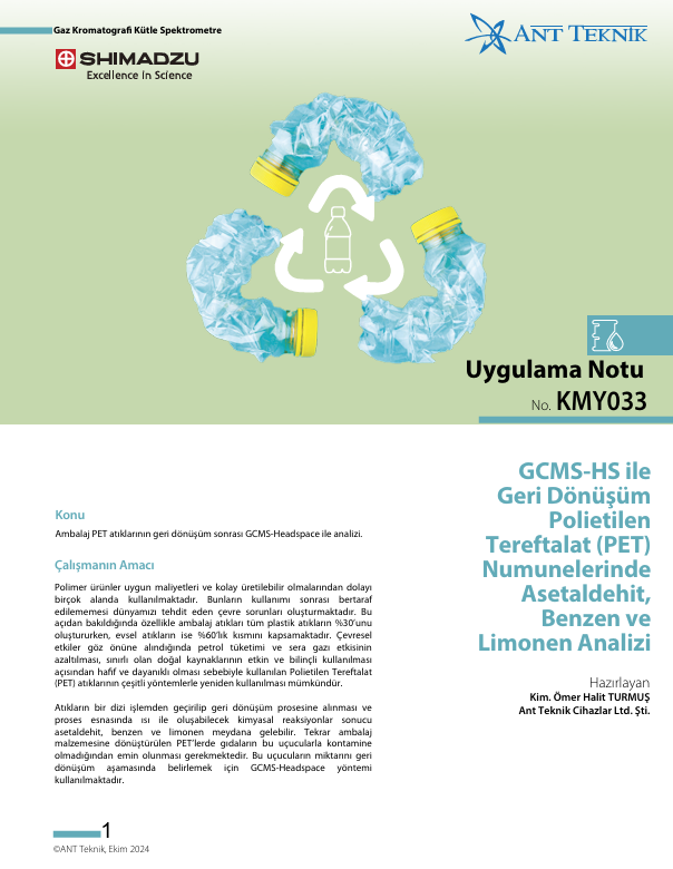 GCMS-HS ile Geri Dönüşüm PET Numunelerinde Limonen, Benzen ve Asetaldehit Analizi | AntTeknik.com